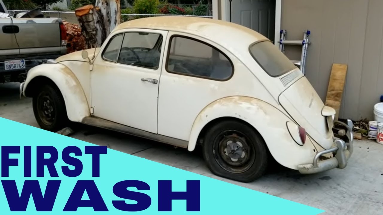 67 VW Bug first wash and clean up after first start in 23 years wheel ...