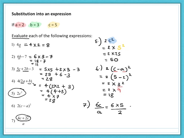 Algebra Formula Year 7