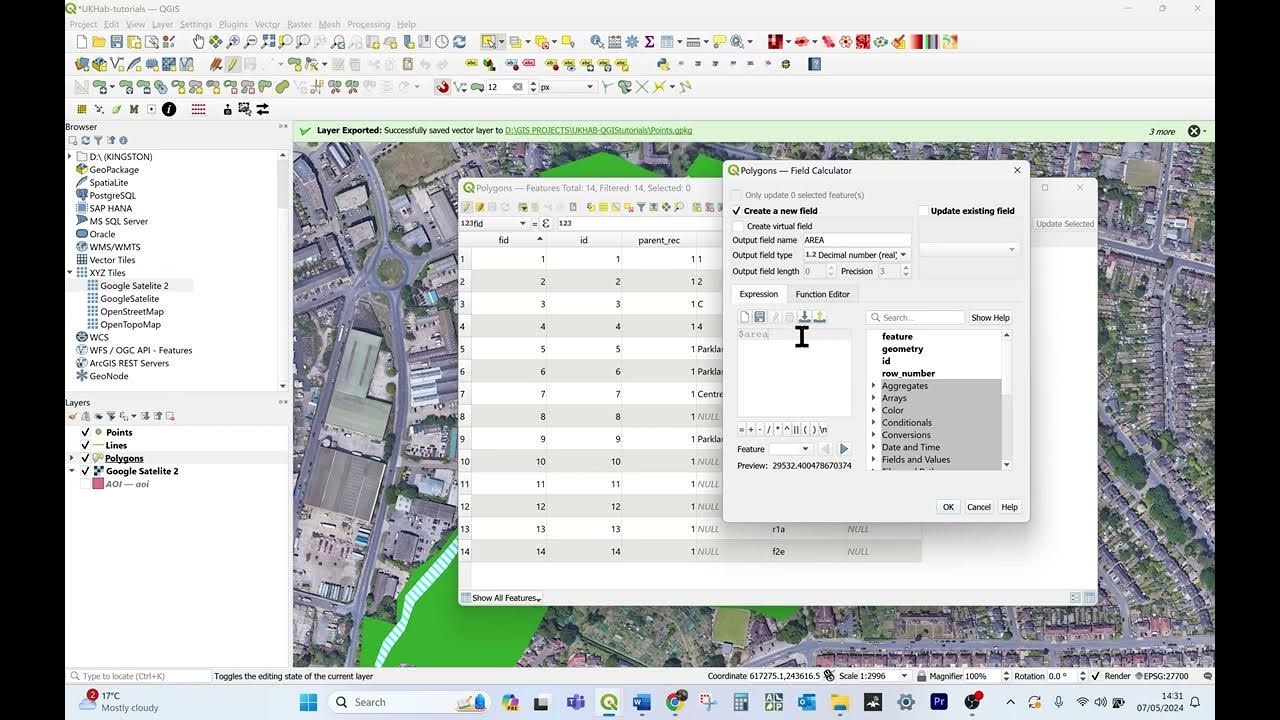 Calculate areas in the attributes table with the field calculator in ...