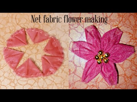 very simple and net fabric flower design making very easy| Adrobal ...