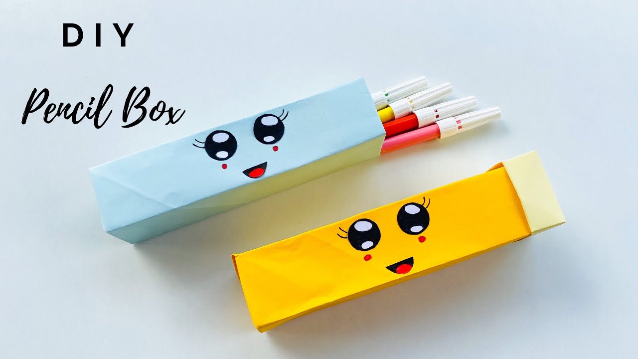 Cute Paper Pencil Box | DIY paper pencil box idea | Easy Origami box ...