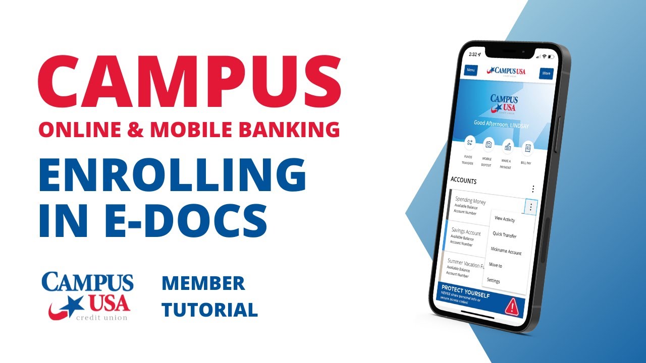 CAMPUS Online & Mobile Banking: Enrolling in eDocs - YouTube