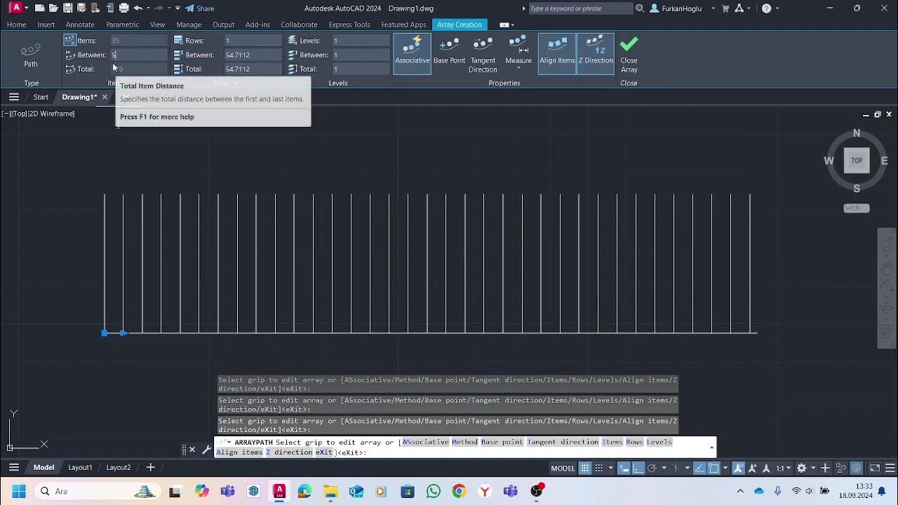 Autocad Path Array Komutu - YouTube