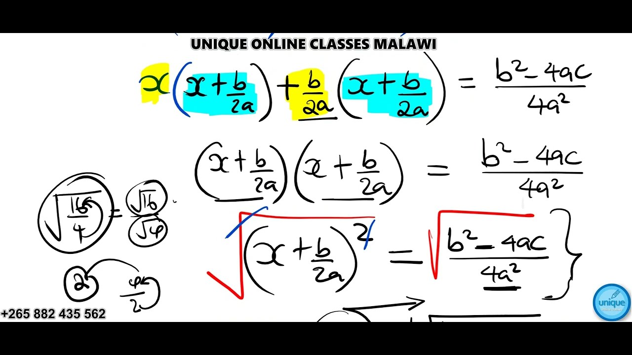Form 3 Maths - Deriving quadratic formula - YouTube