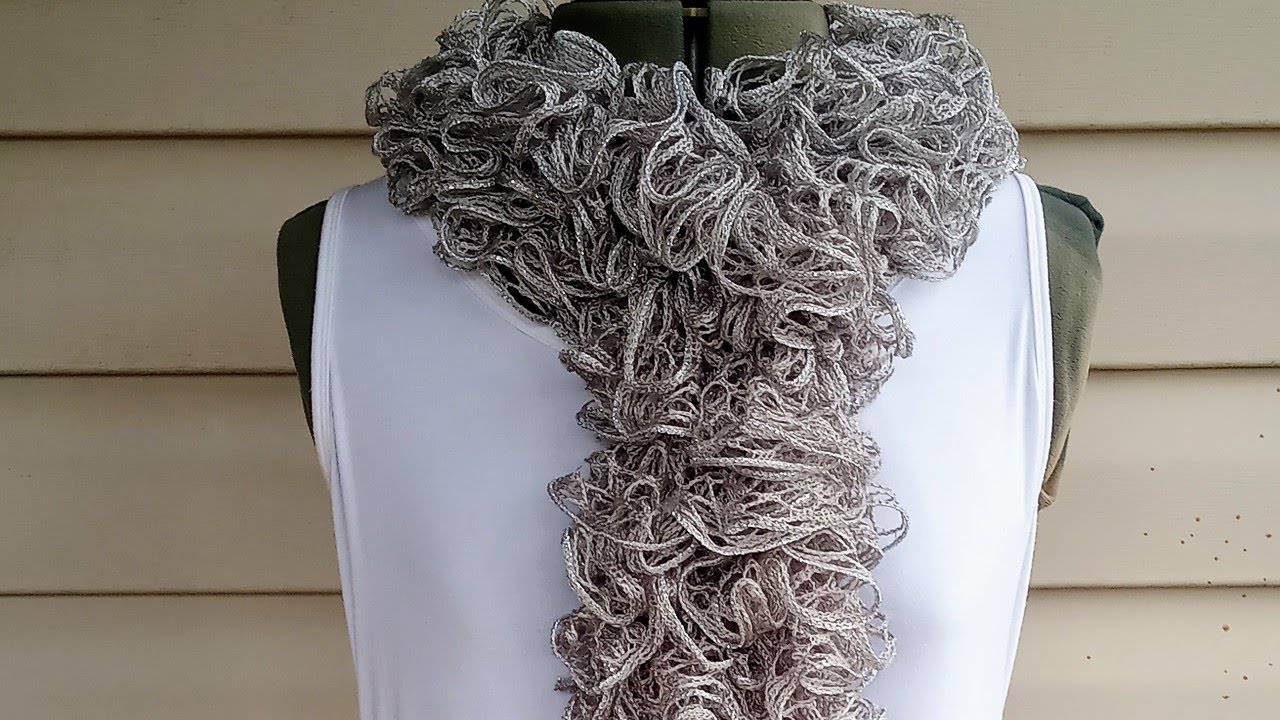 Ruffled Boa Scarf Tutorial Using Netted Ribbon Yarn - YouTube