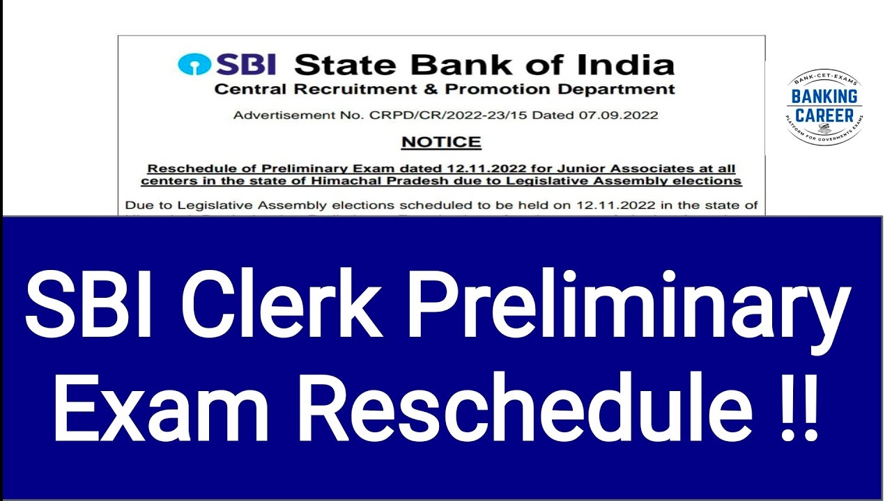 Official Notice!! SBI Clerk Exam Reschedule !! - YouTube