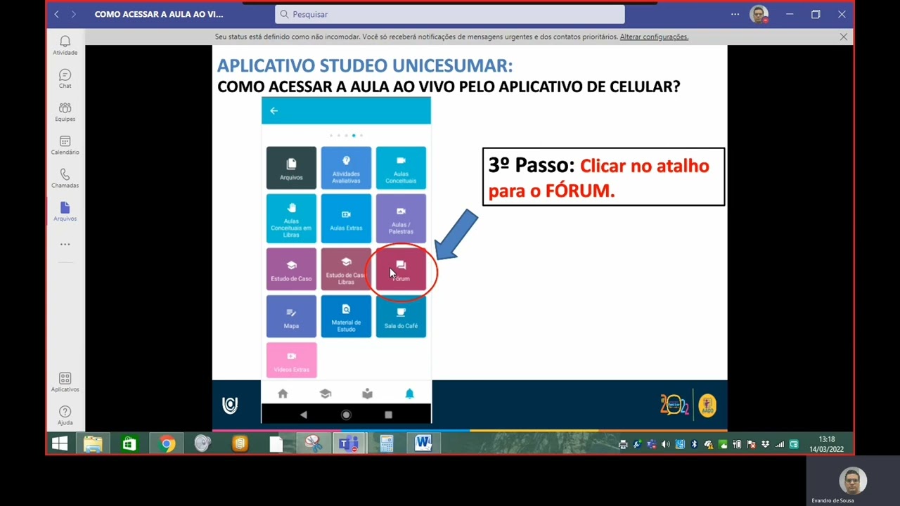 Como acessar a aula ao vivo usando o aplicativo Studeo Unicesumar para ...