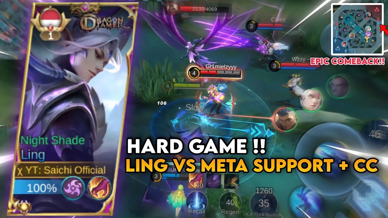HARD GAME!! LING VS META SUPPORT + HERO CC | GINI CARANYA GUA LAWAN ...