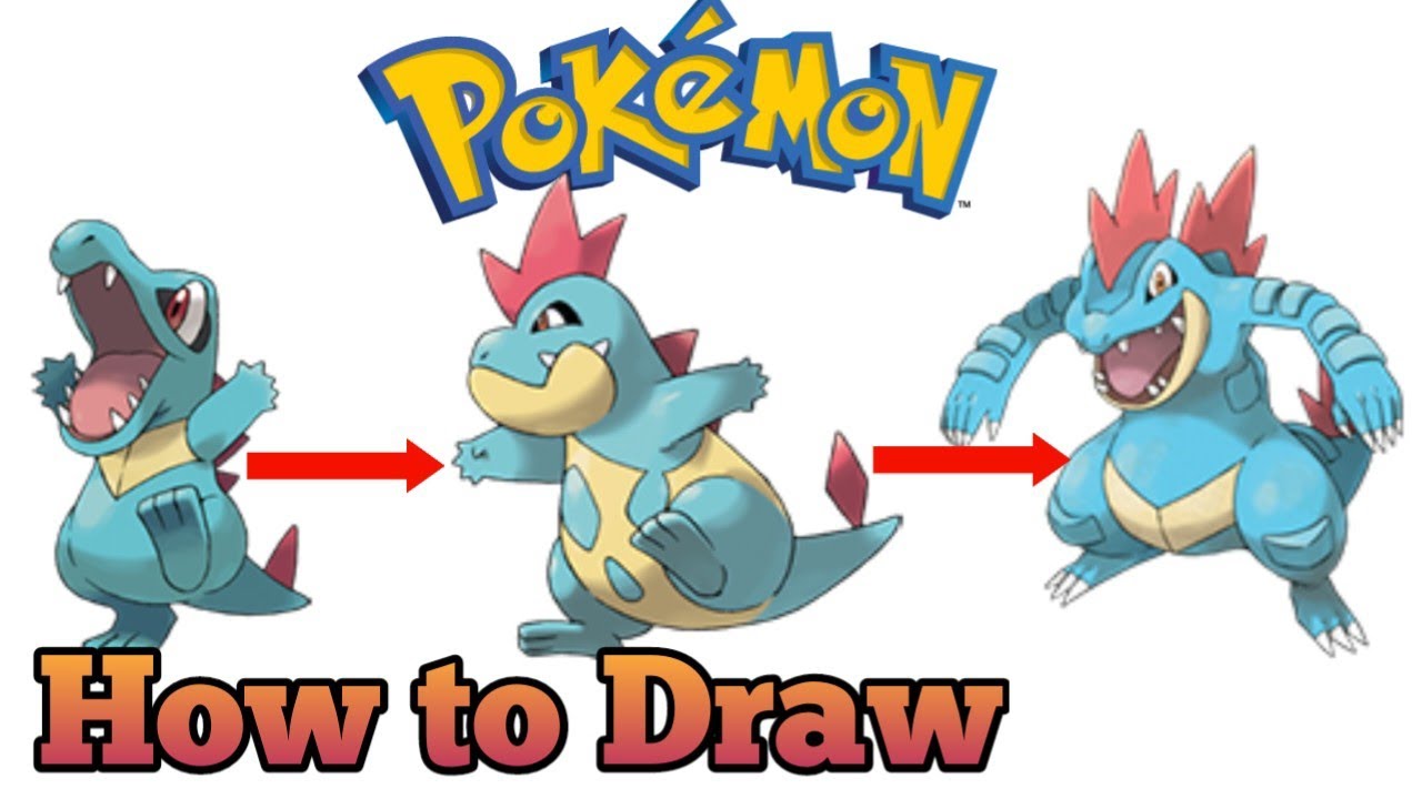 How to Draw Totodile , Croconaw and Feraligatr || Pokemon drawing # ...