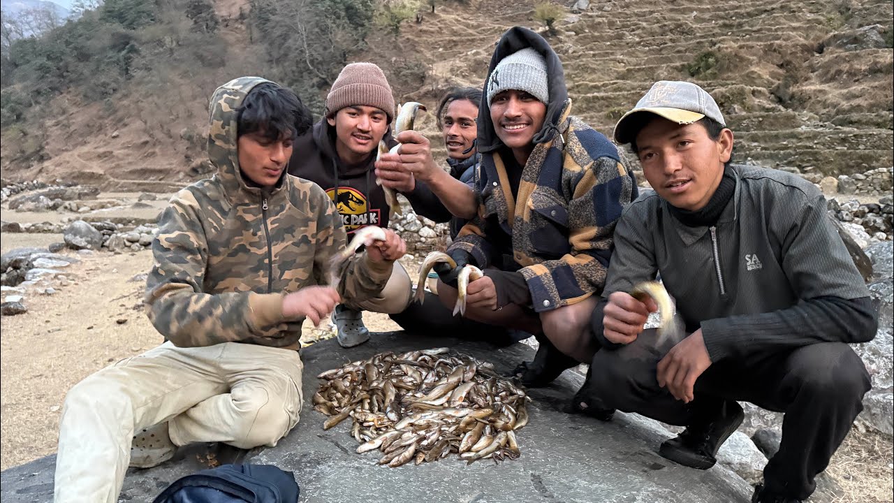 Fishing Nepali Boys In Very Cold Water || Nepali Village Lifestyle ...