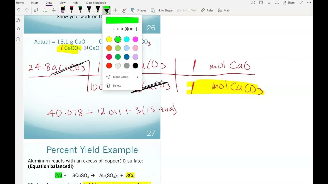 Stoichiometry Percent Yield - YouTube