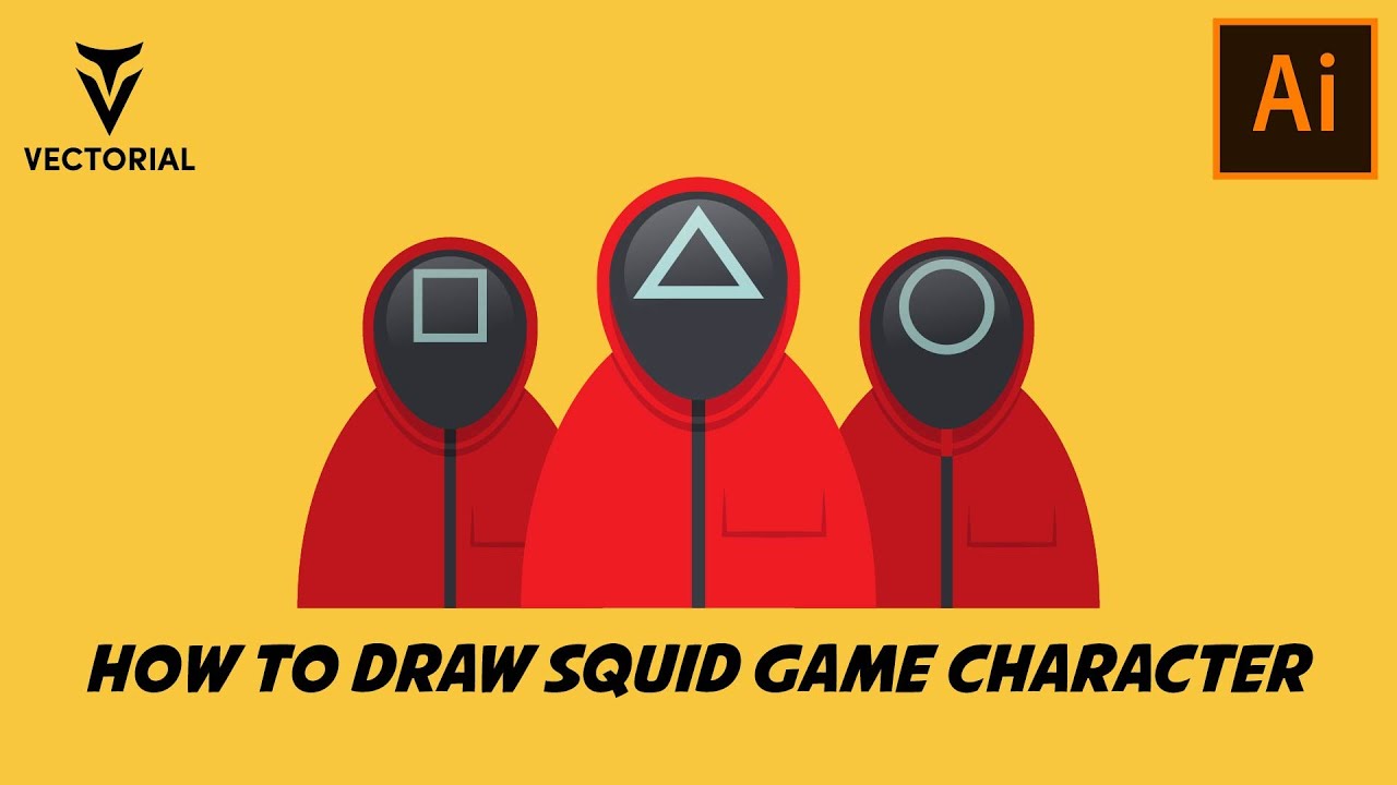 How to draw a Flat design Squid Game Characters in Adobe Illustrator ...