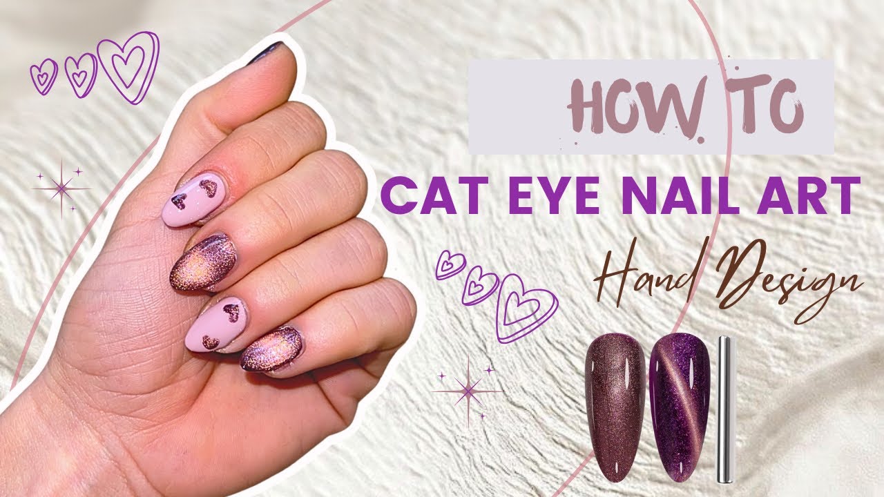 How to Cat Eye Gel Polish: Heart Design - Step by Step| Beginner ...
