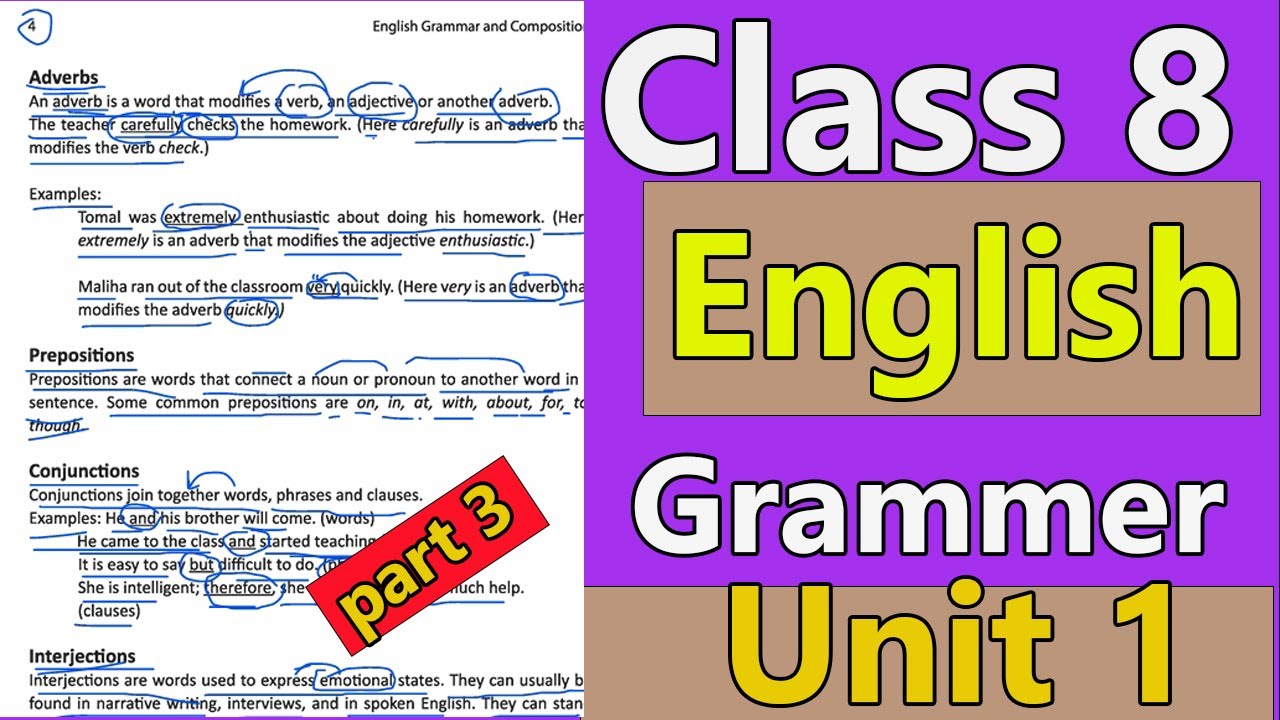 class 8 english grammar । page 4। Unit 1 । class 8 english grammer 2025 ...