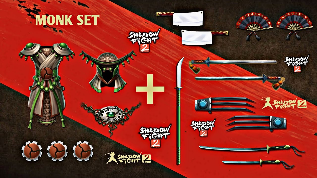 Shadow Fight 2 | Monk Set with All Boss Weapons - YouTube
