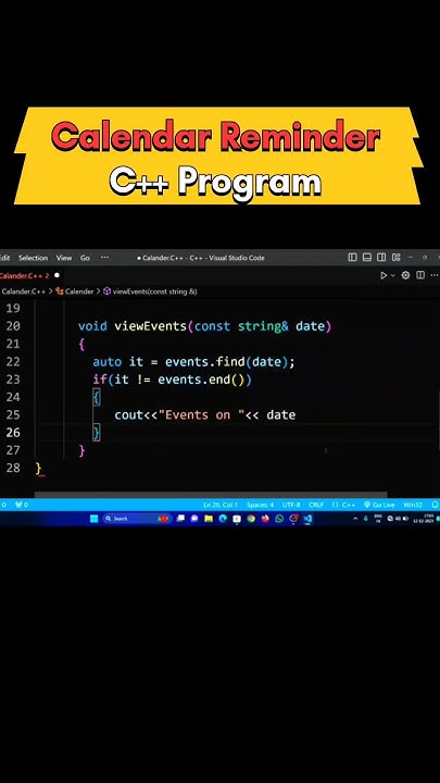 Calendar 📆 Reminder using C++ | Code Leos#shorts#coding#programming#cpp - YouTube
