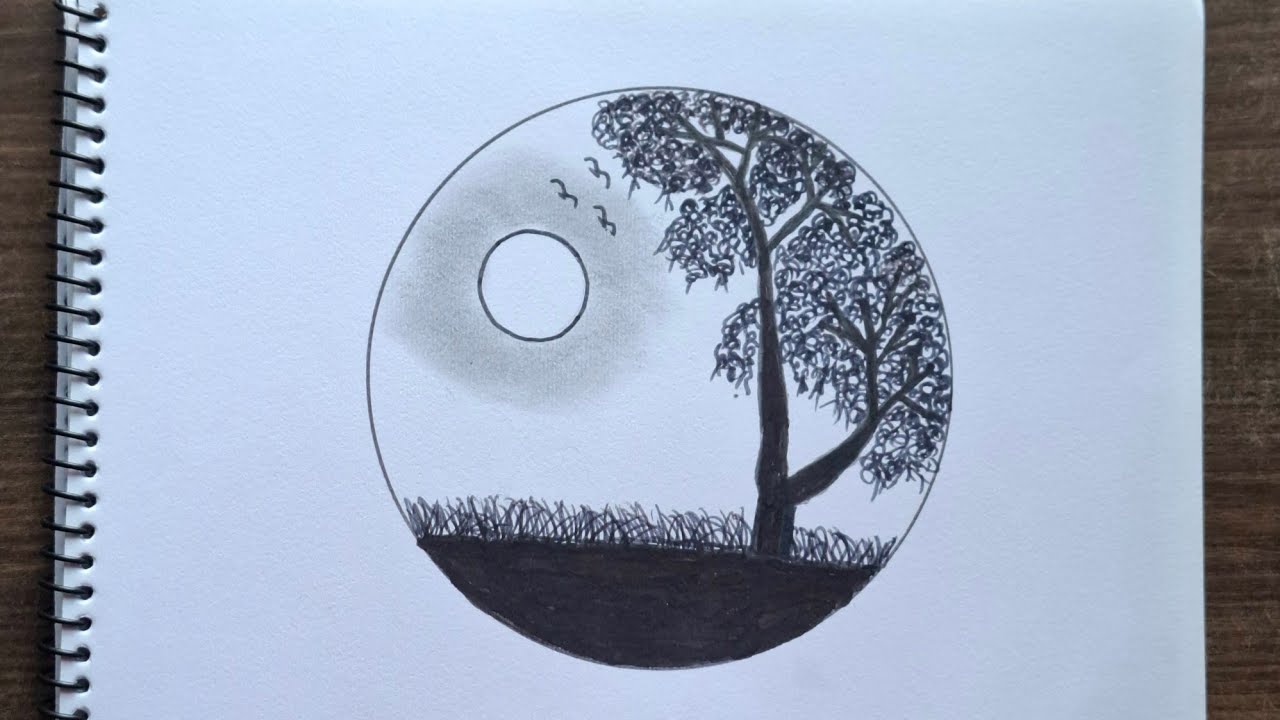 HOW TO DRAW A CIRCLE DRAWING SCENERY IN CIRLCE STEP BY SPEP AMAZING ...