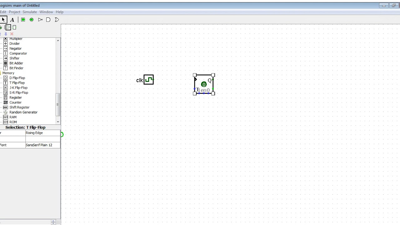 Logisim - RANGKAIAN SEKUENSIAL T Flip Flop - YouTube