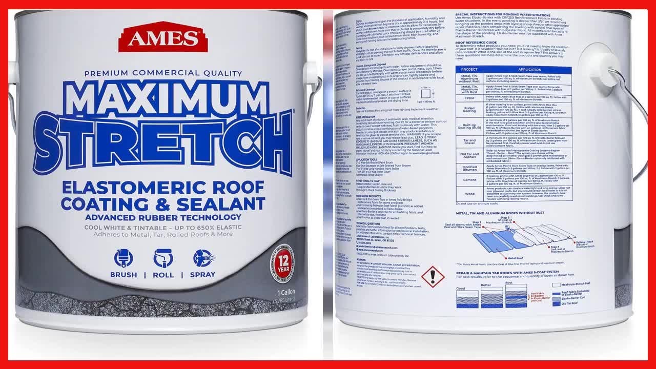 Great product - AMES MSS1 Maximum Stretch Roof Coating, 1 Gallon, White ...