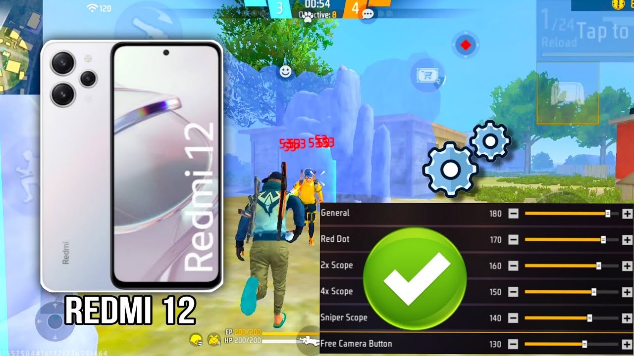 Redmi 12 free fire sensitivity setting ⚙️ | Redmi 12 free fire headshot ...