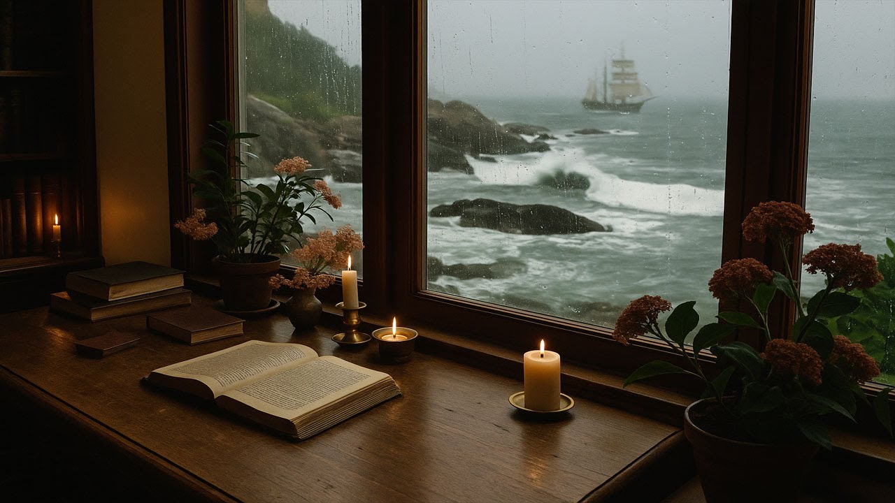 Best Rain by the Sea at Night 🌊 Relaxing Ocean Rain Ambience for Deep ...