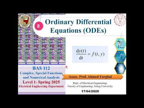 Lec 8 Ordinary Differential Equations (ODEs) Part 1/2 - YouTube