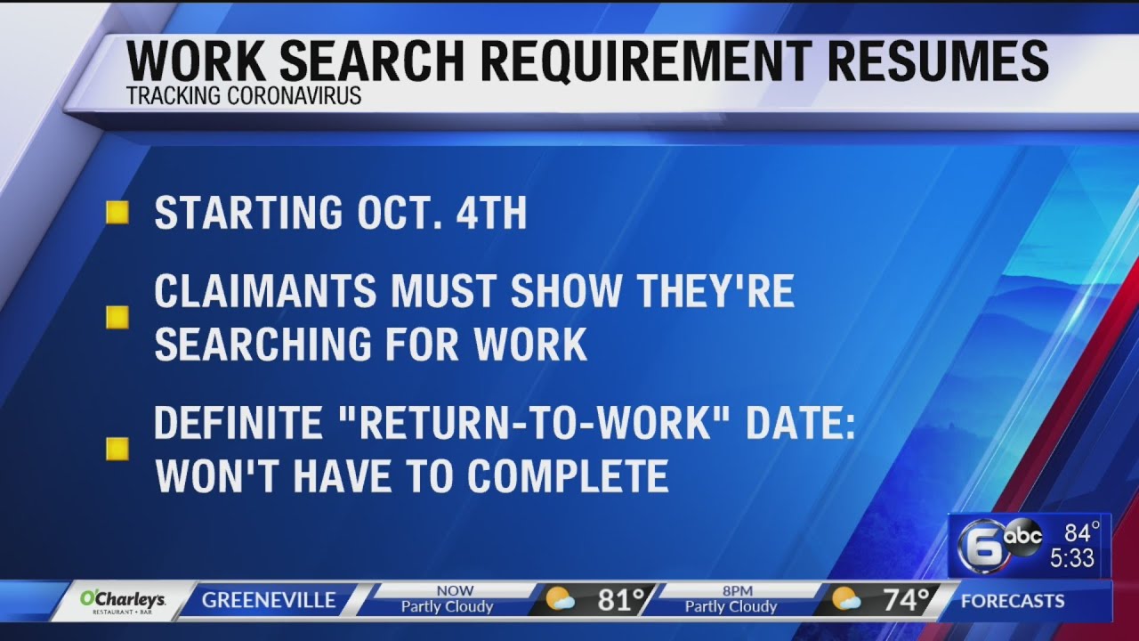 State resuming work search requirements for unemployment - YouTube