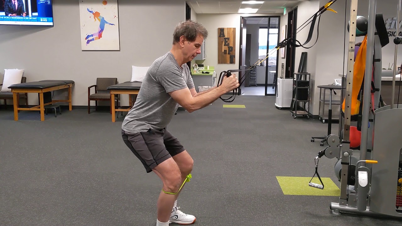 Squat with band ER at 45 degrees of knee flexion: 2x10 - YouTube