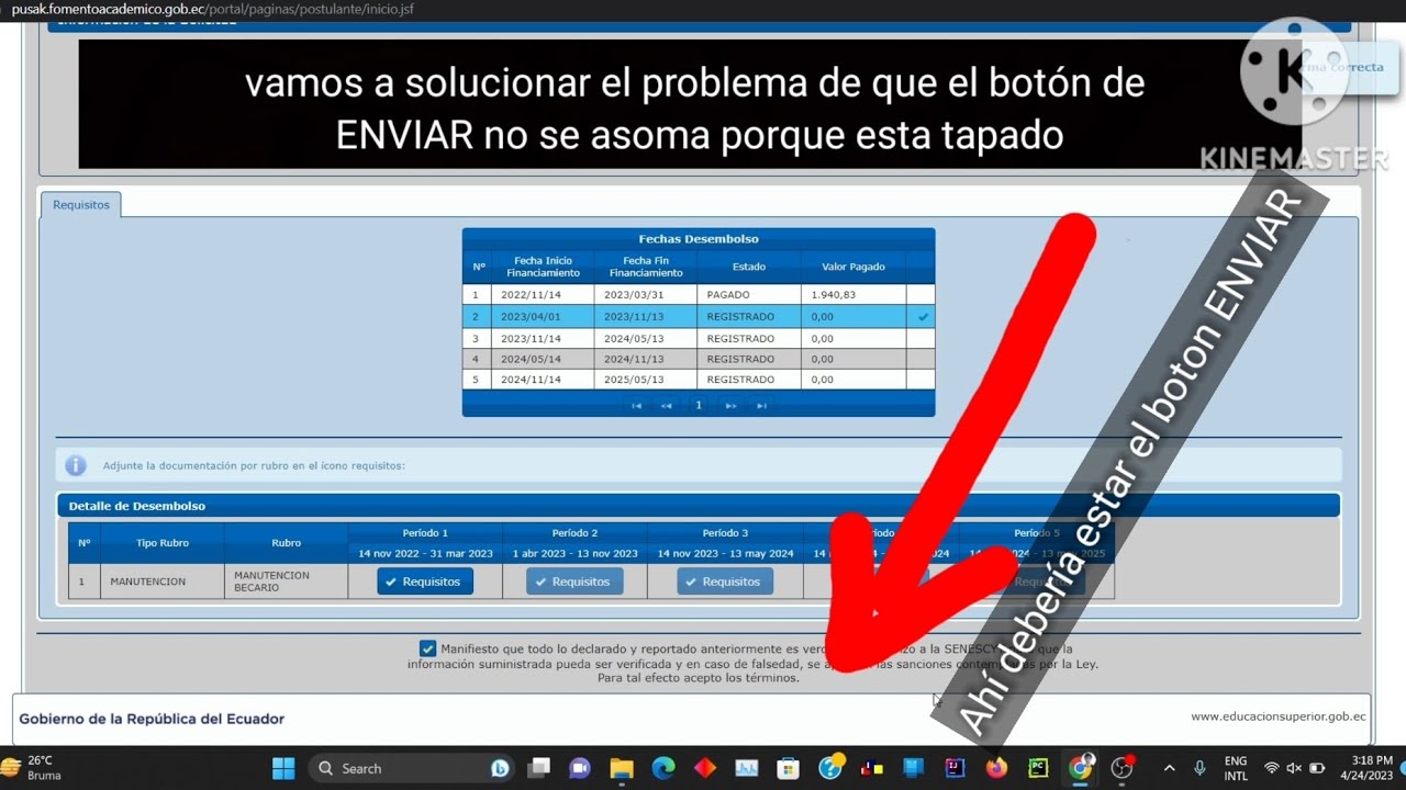 Solución PUSAK becas BOTÓN ENVIAR no se asoma o esta OCULTO | tramite ...