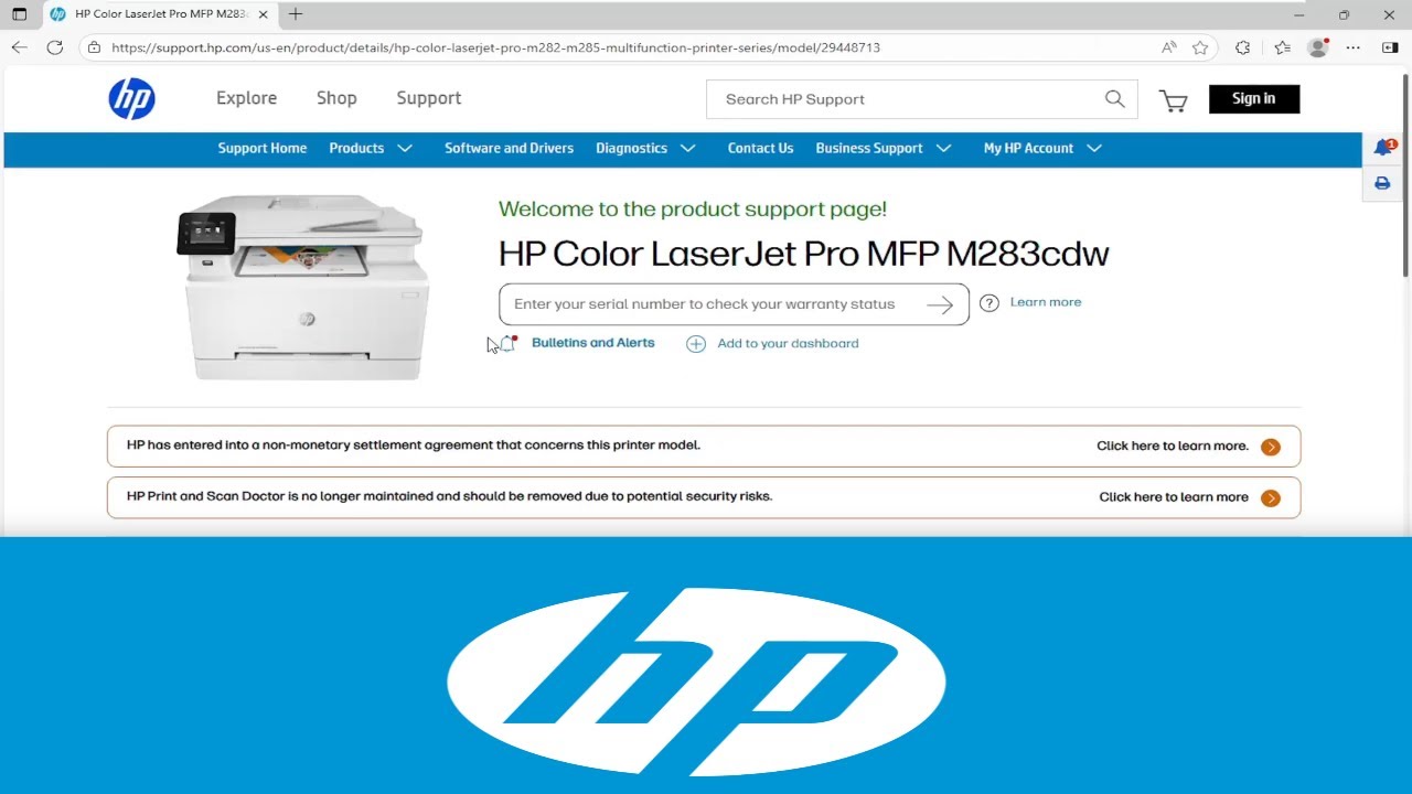 How To Install and Setup HP Color LaserJet Pro MFP M283cdw Printer ...