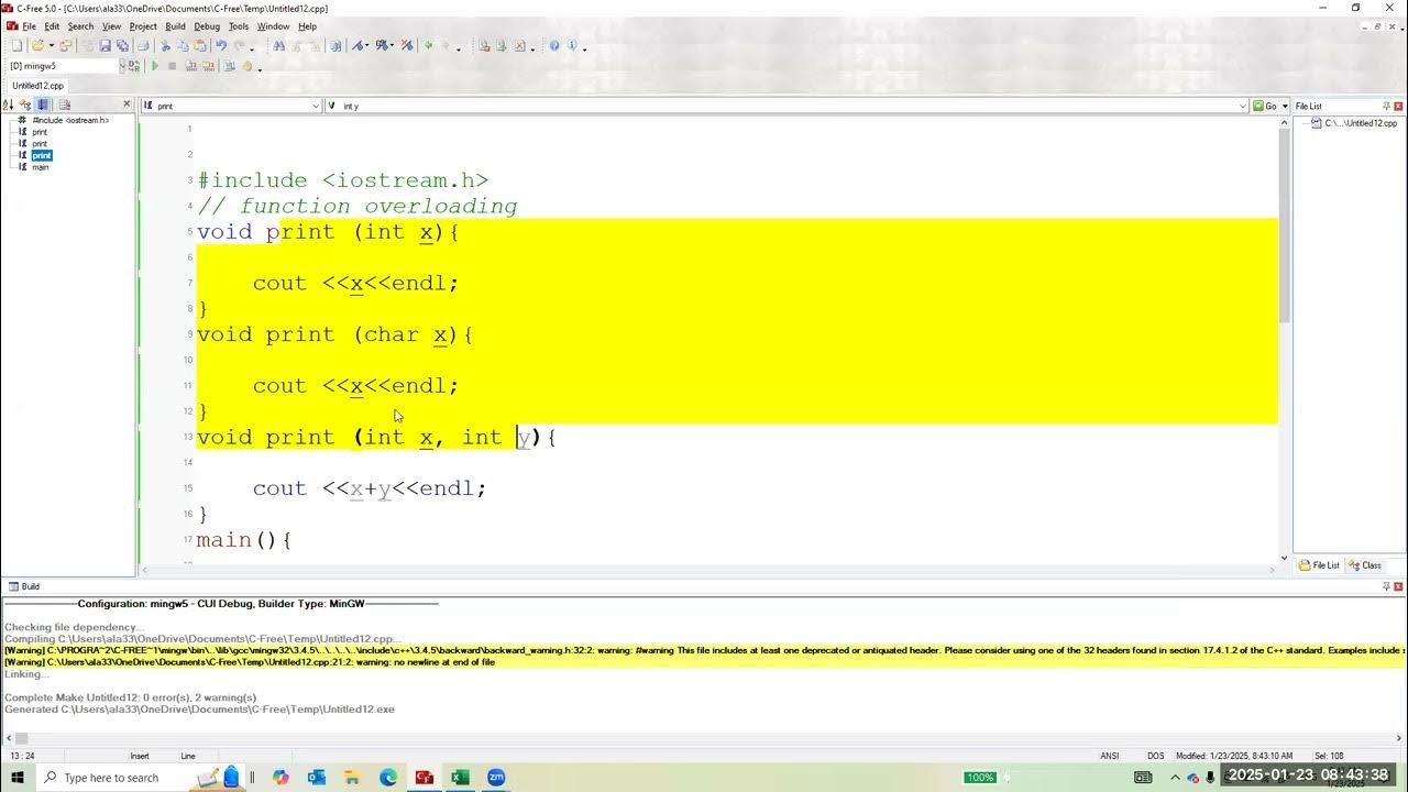 function overloading PLUS intro to two dimensional arrays - YouTube