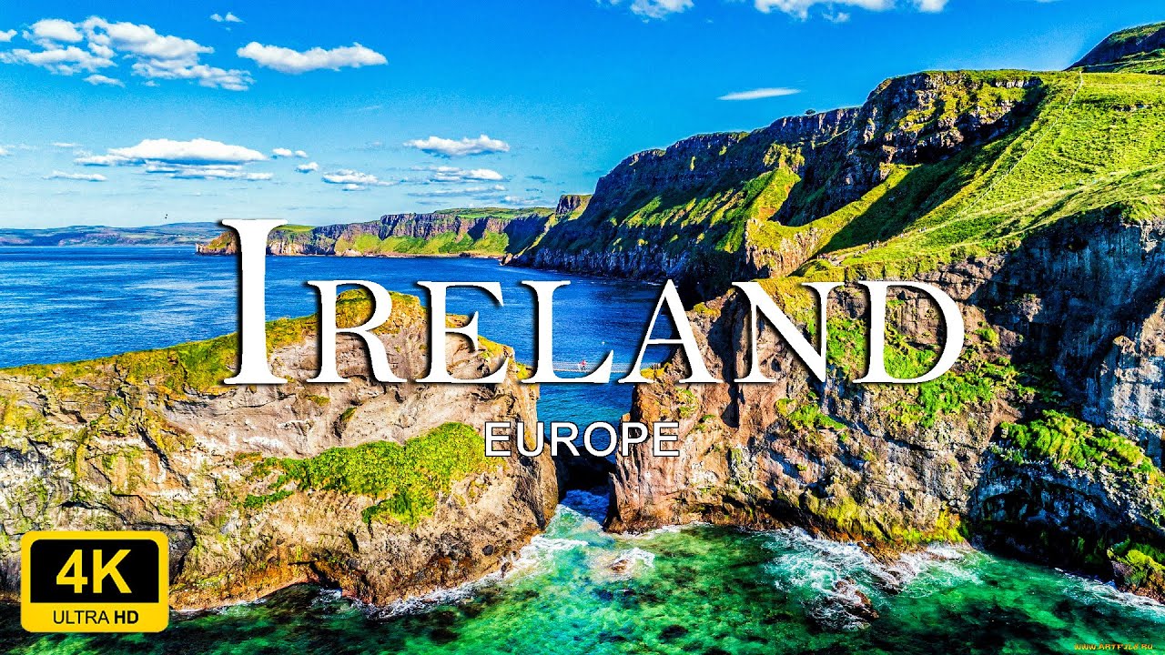 FLYING OVER IRELAND (4K UHD Video) - Relaxing Music With Beautiful ...