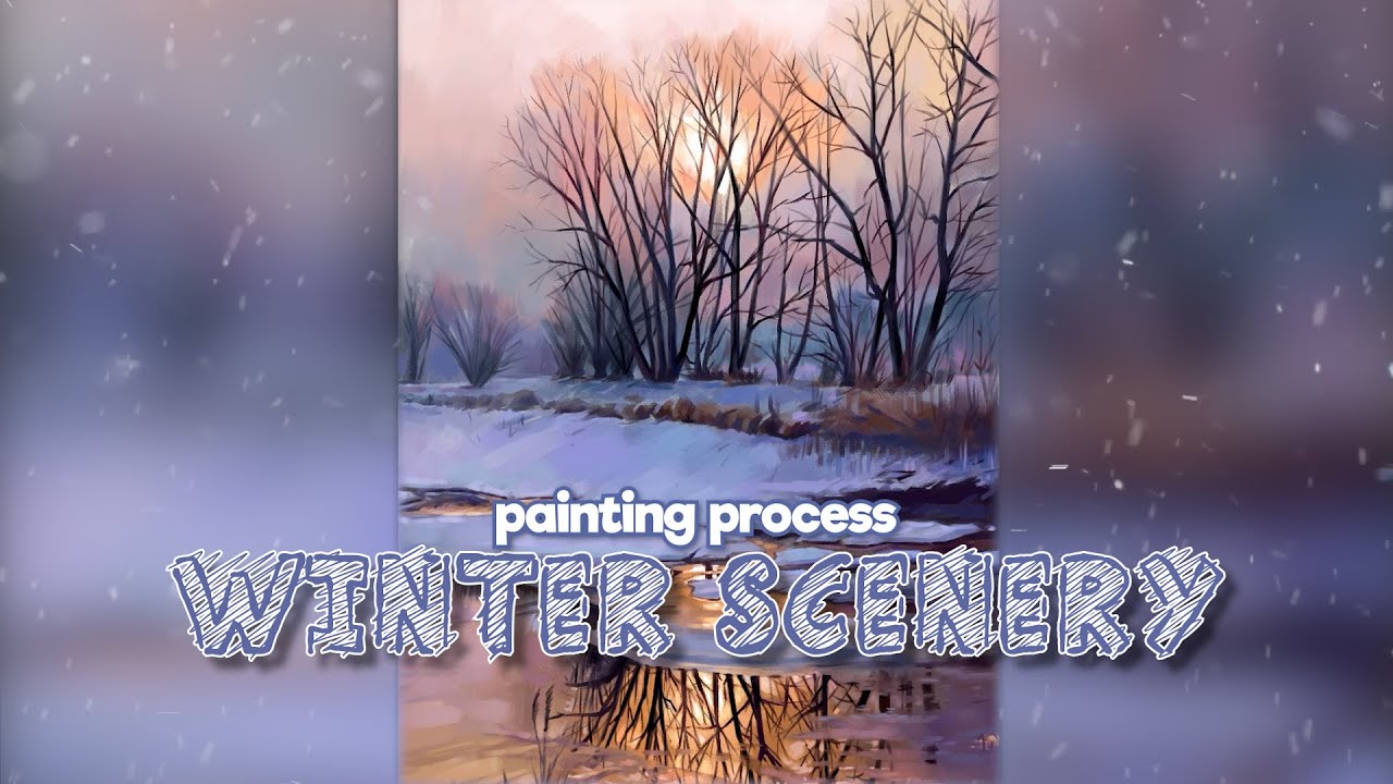 winter scenery-Digital painting and drawing- - YouTube