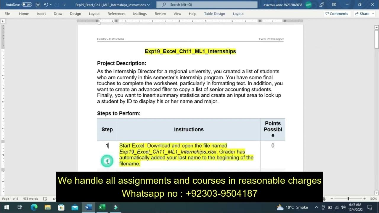 Exp19_Excel_Ch11_ML1_Internships | Excel_Chapter_11_Mid_Level_Internships | Excel_Ch11 ...