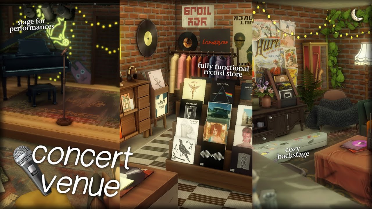 ⋅ ˚. ⋆ 🎤 making a cozy concert venue for indie artists ^_- | the sims 4 ...