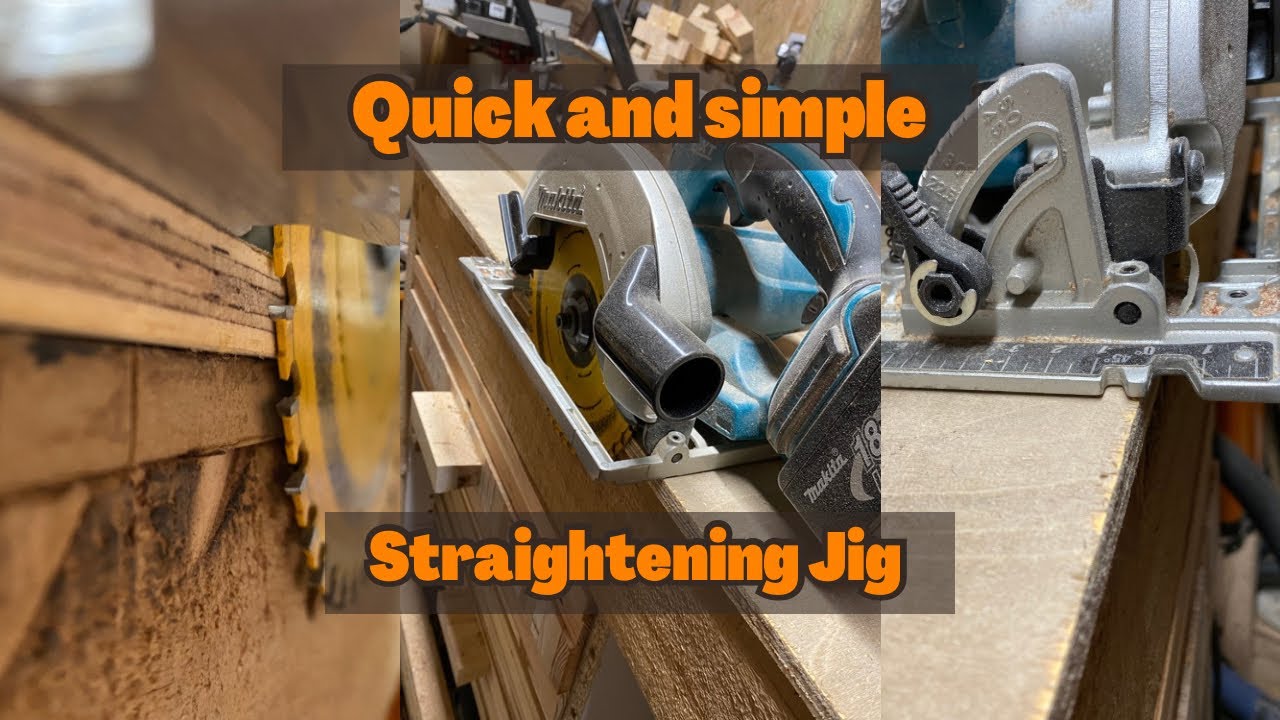 Quick and simple circular saw straightening jig for pallet wood - YouTube