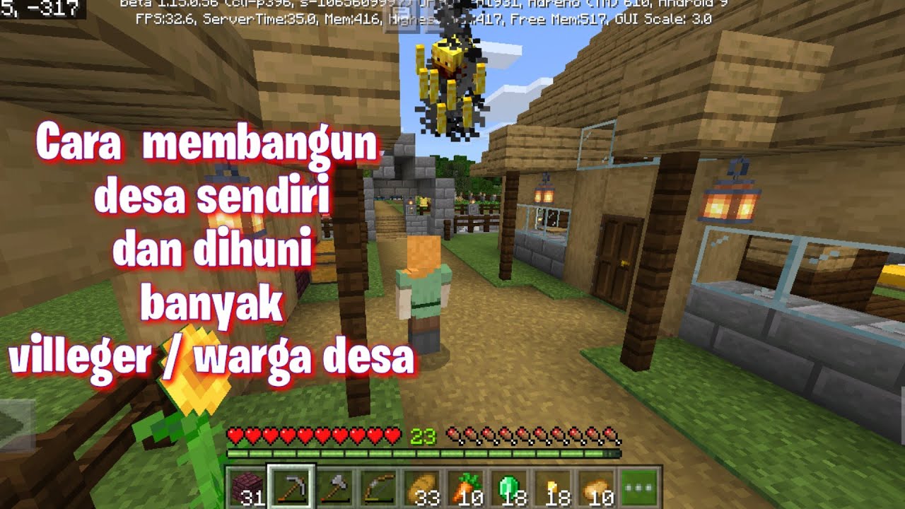 Cara membangun desa dihuni banyak villager/warga desa minecraft - YouTube