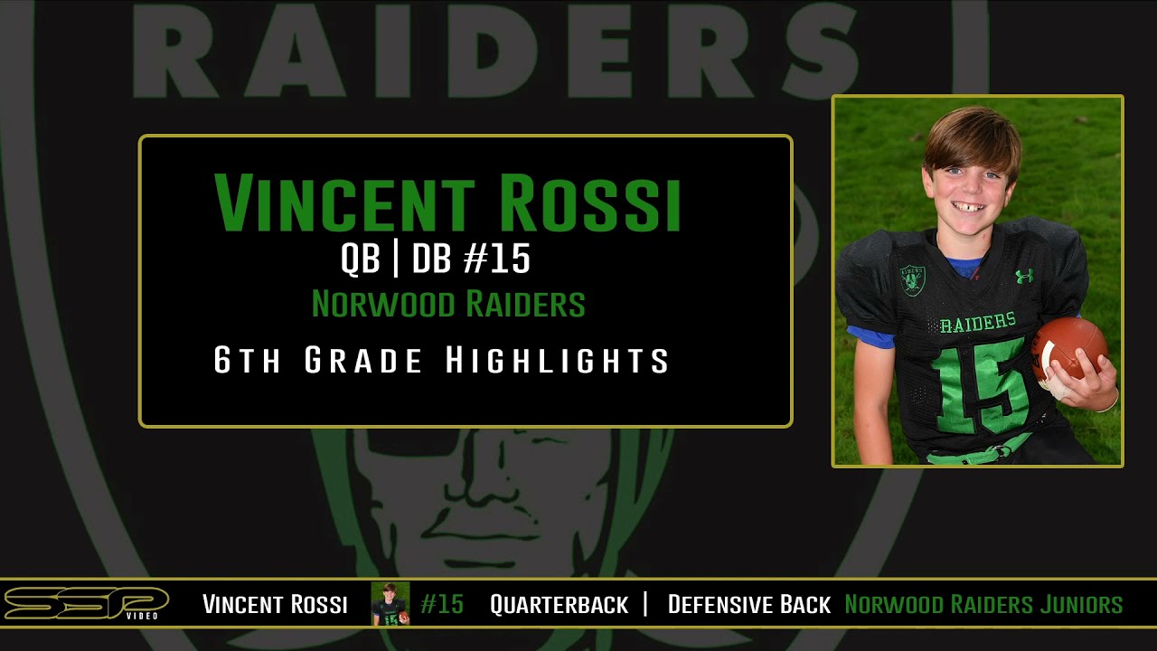 Vincent Rossi 6th Grade Highlights (QB | DB | Norwood Raiders) - YouTube