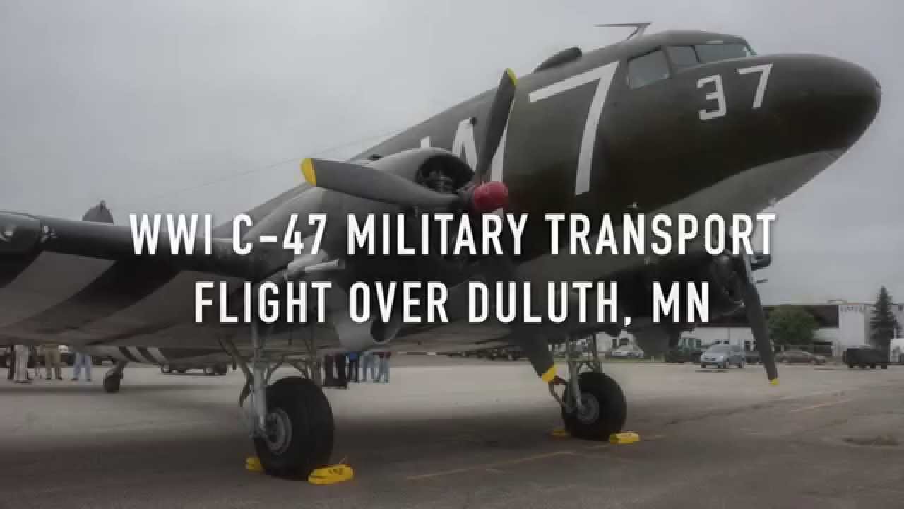 World War II C 47 Military Transport Plane Flight Over Duluth, MN - YouTube