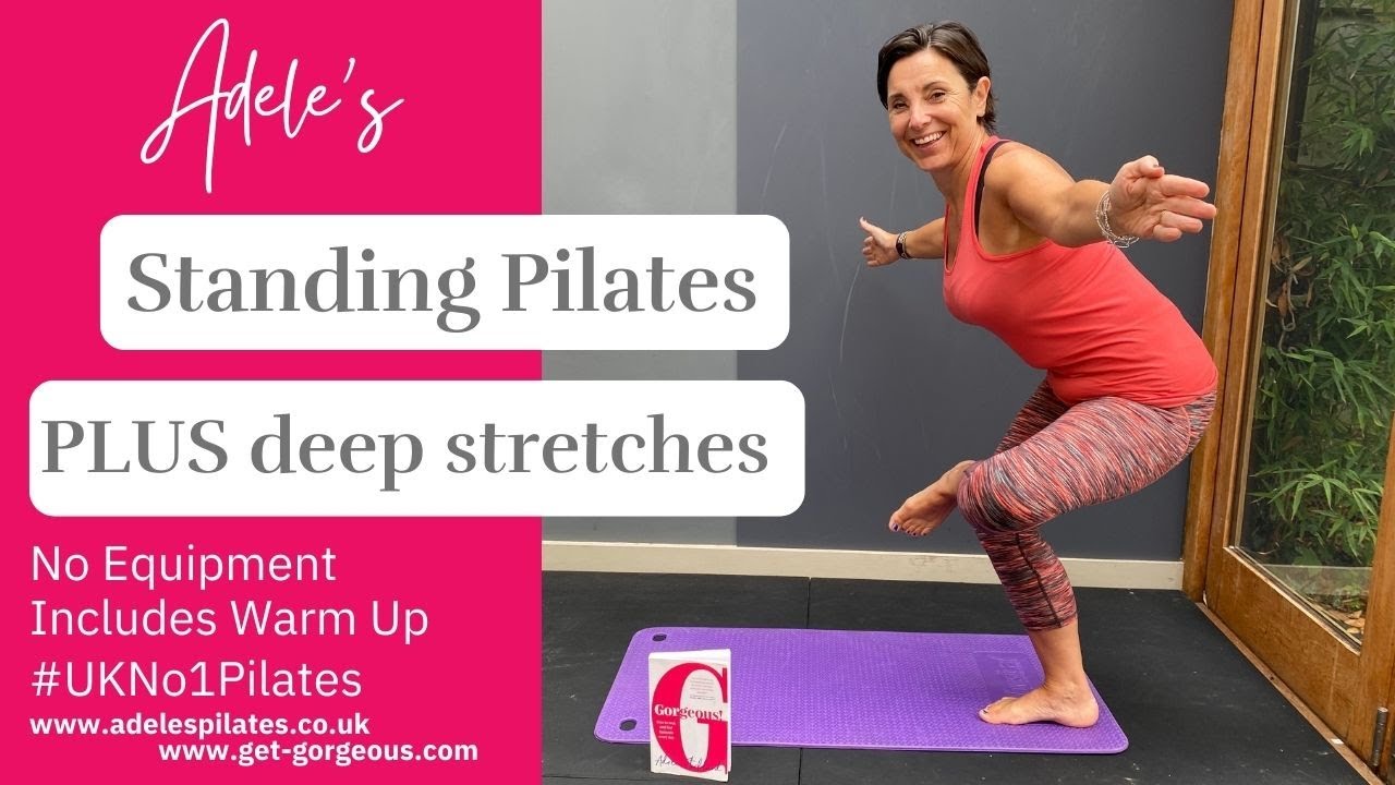 Standing Pilates with deep stretches | Reduce hip, back & leg pain | # ...