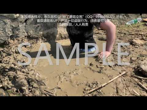 Chinese girl in white patent leather thigh high boots stuck in deep mud