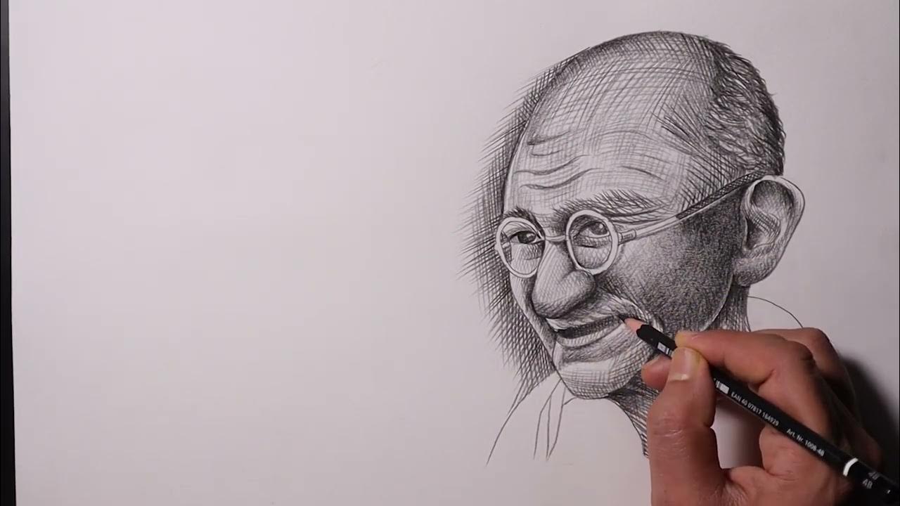 Mahatma Gandhi Drawing for Kids and Beginners - YouTube