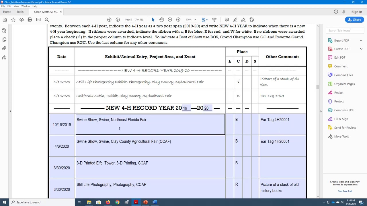 Clay County 4-H Record Book Section IV - YouTube