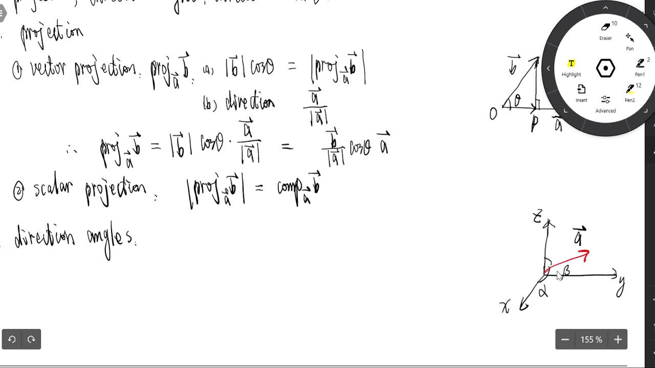 calculus of several variables (4): projection, direction angles ...