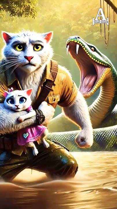 The cat saved her babies from the python|Cat saves drowning child from ...