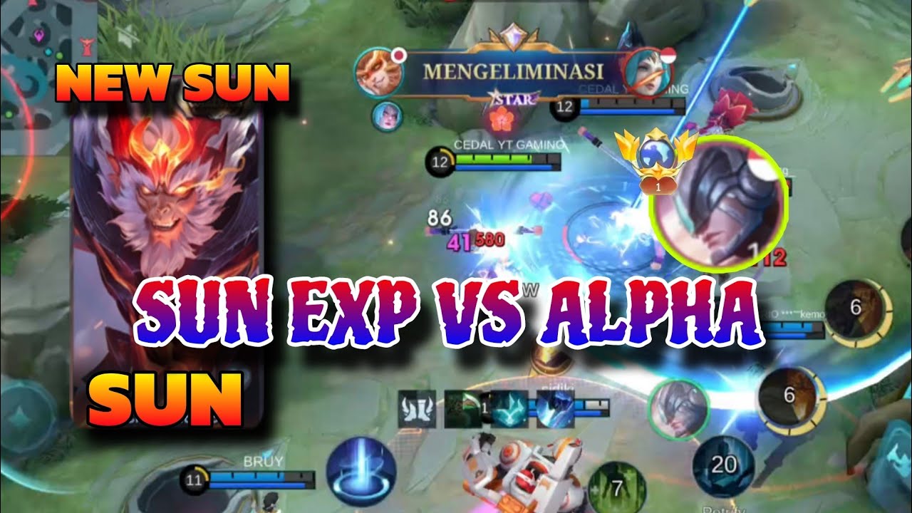 sun melawan alpha top global di exp lane || best buid sun pro || new ...