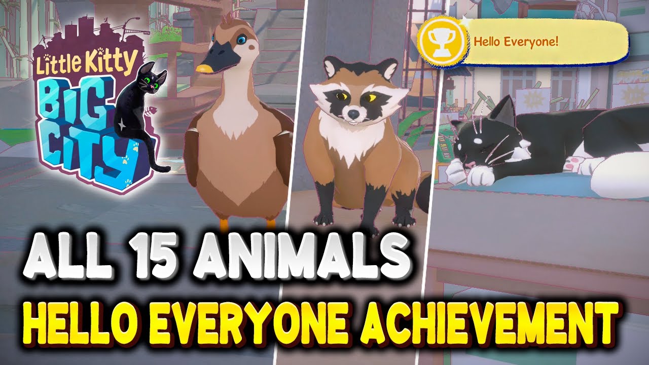 Little Kitty Big City ALL ANIMAL LOCATIONS | Hello everyone Achievement ...