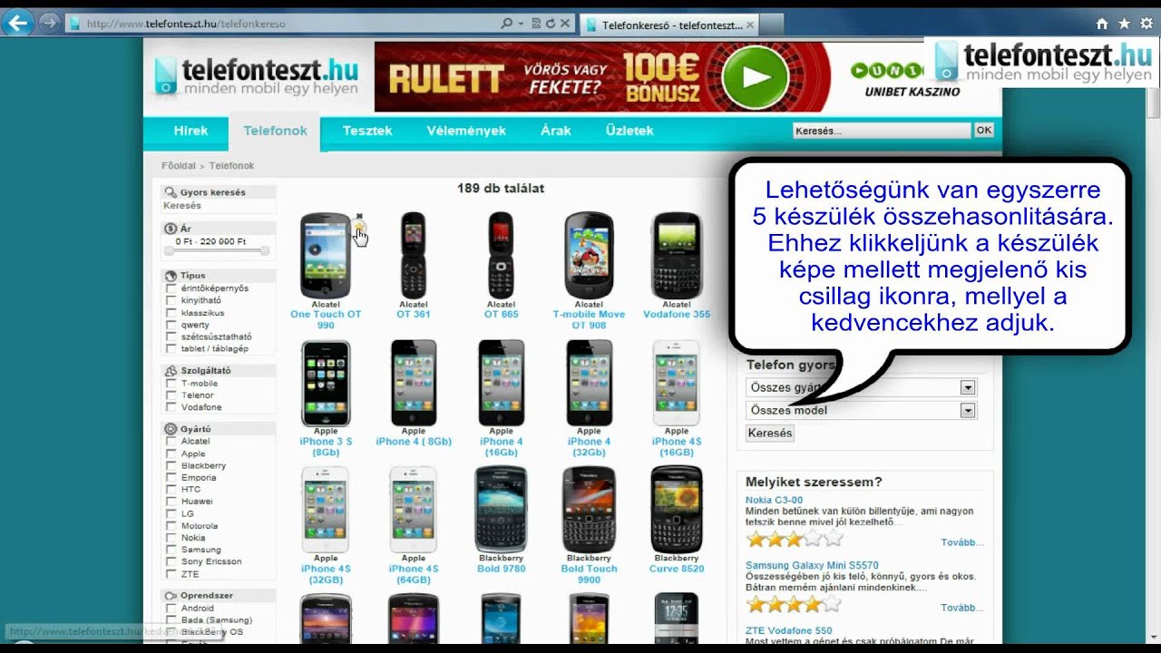 Mobiltelefon kereső - telefonteszt.hu - YouTube