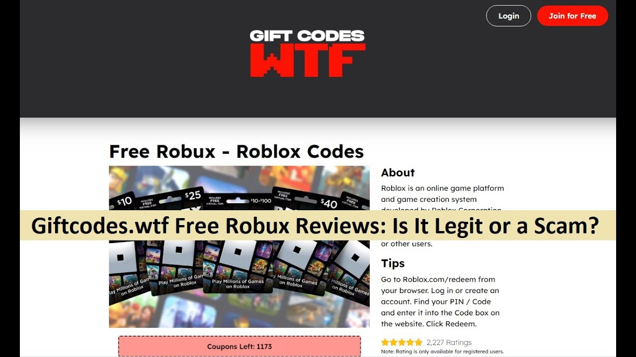 Giftcodes wtf Free Robux Reviews: Is It Legit or a Scam? - YouTube