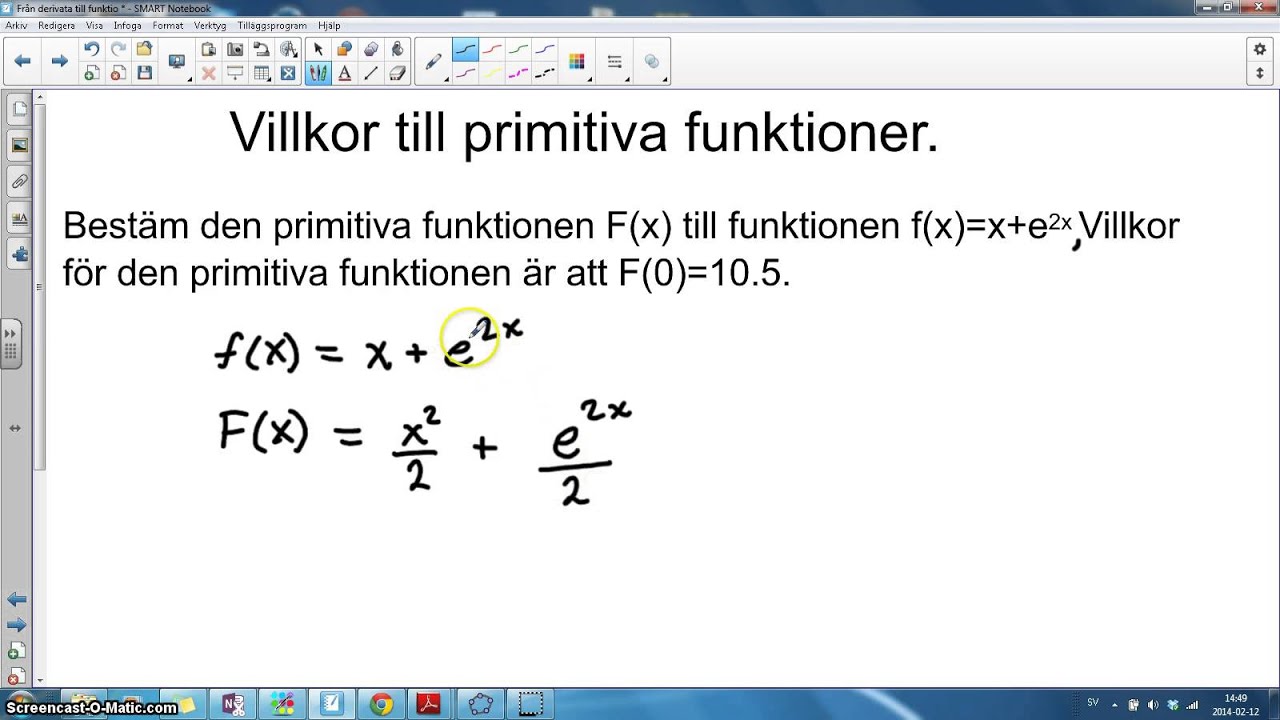 Primitiv funktion med villkor exempel 1 - YouTube